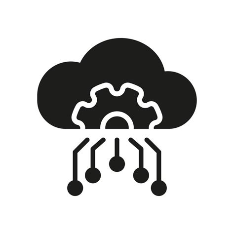 Cloud Computing Configuration Pictogram Cloud Server Setting Black Icon Digital Cloud With