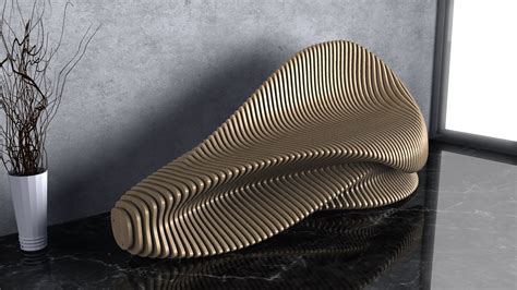 Parametric Wavy Wooden Furniture 26 Bench Design Cnc Files For