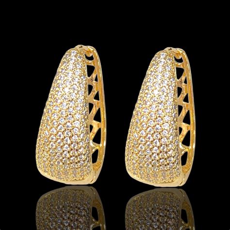 Oro Laminado Gold Filled Parisian Royal Cz Earrings Kuania