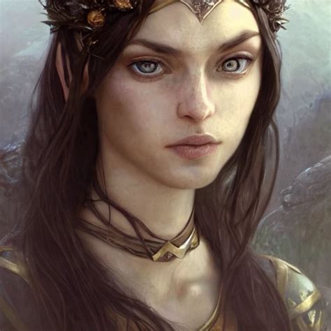 1girl Female Noble Born Half Elf Druid Jaheira Brown Hair Lo