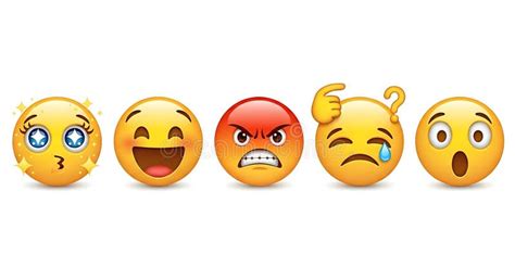 Diverse Emoji Expressions Showcase Range Of Digital Emotions Isolated
