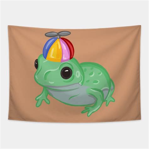 Propeller Hat Frog Funny Frog Tapestry Teepublic