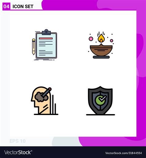 Filledline Flat Color Pack 4 Universal Symbols Vector Image