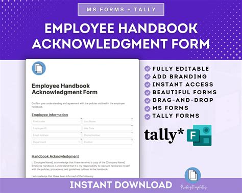Employee Handbook Acknowledgment Online Form Probiztemplates