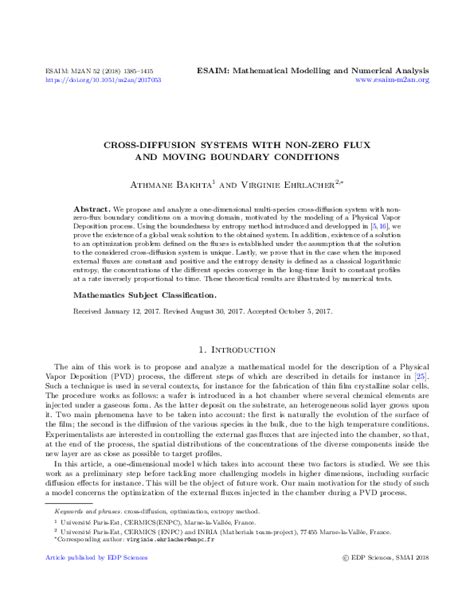 Pdf Cross Diffusion Systems With Non Zero Flux And Moving Boundary