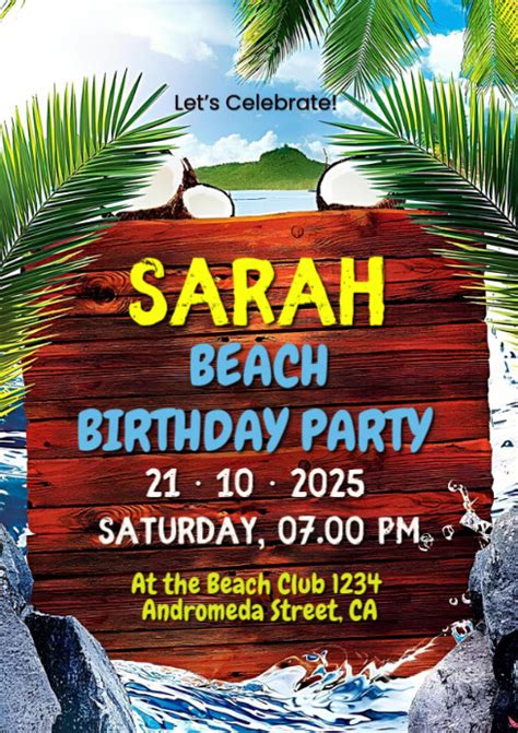 Copy Of Joyful Beach Birthday Party A4 Postermywall