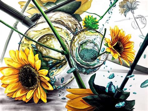 욱뜨 On Instagram 그림연구는 재미있게 그림 기초디자인 건국대기초디자인 Wookstar1 미술학원 해바라기기초디자인art 해바라기 조화