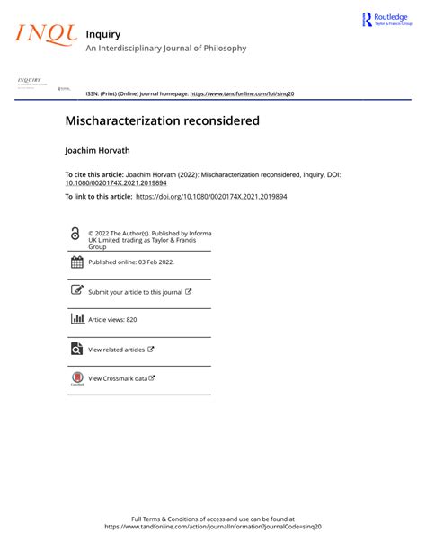Pdf Mischaracterization Reconsidered