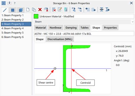 Properties Beam Cross Section Shape