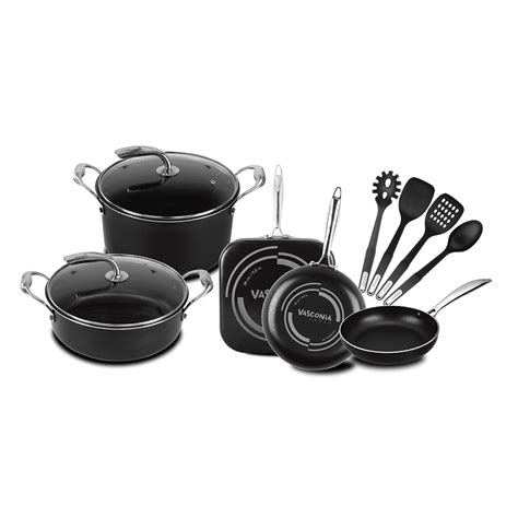 Vasconia Urban 11 Piece Aluminum Nonstick Cookware Set With Skillets