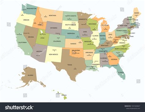 Usa Political Map State Borders Capitals Vector De Stock Libre De