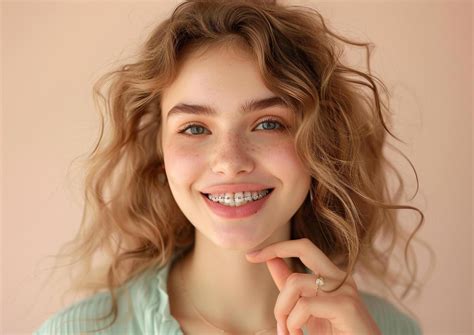 Young Woman Smiling Showing Her Braces Generated By Ai 44648676 Stock
