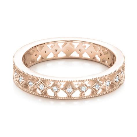 14k Rose Gold Bezel Set Diamond Stackable Eternity Band 101918