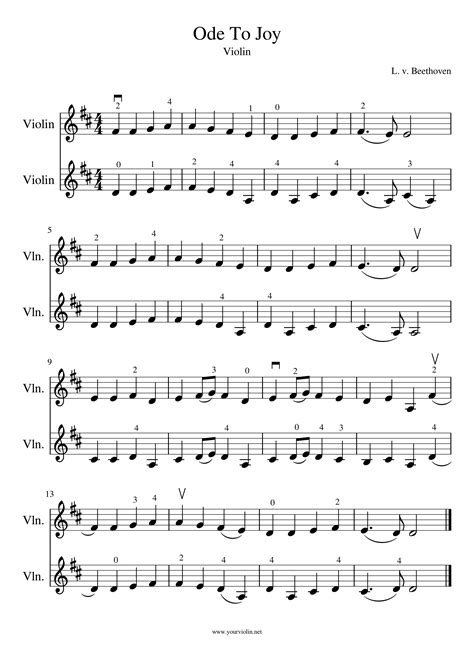 Ode To Joy Violin Sheet Music