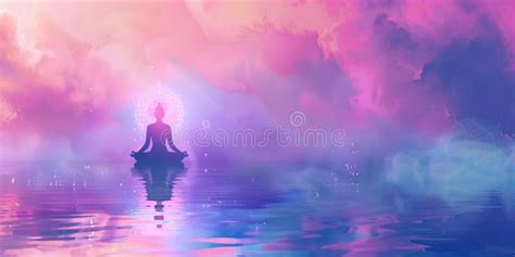 A Meditating Person In The Lotus Position Sitting On The Water Surface