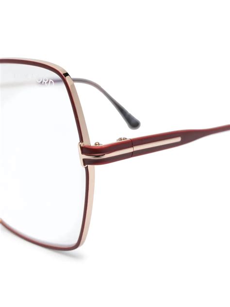 Tom Ford Eyewear Side Logo Plaque Detail Glasses Gold Farfetch Uk