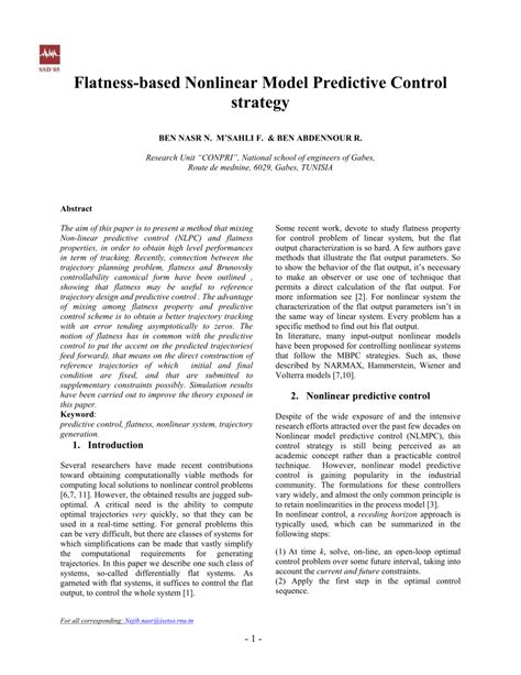 Pdf Flatness Based Nonlinear Model Predictive Control Strategy