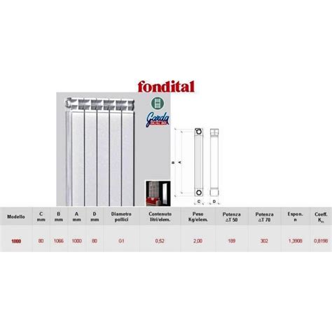 Radiatore In Alluminio Interasse 1000 Fondital Vendita Online