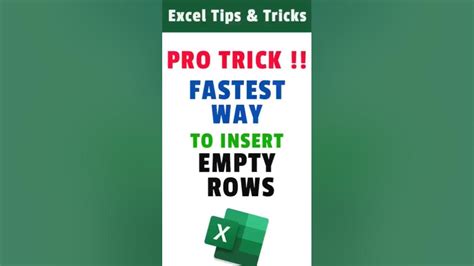 pro excel trick 🚀 fastest way to insert empty rows using serial numbers 🔥 exceltips