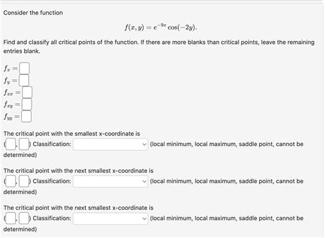 Solved Consider The Function Fxye−9xcos−2y Find And