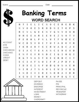 Free Banking Word Search Puzzle Vocabulary Worksheet Activity By Bethel