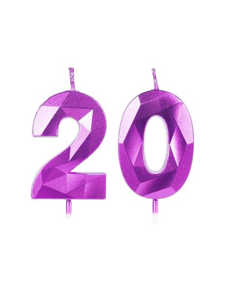 Purple 20th Birthday Candles For Cake Number 20 Candle For 20th