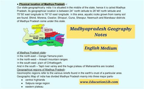 Madhya Pradesh Geography Notes In English Education Lib 🏠