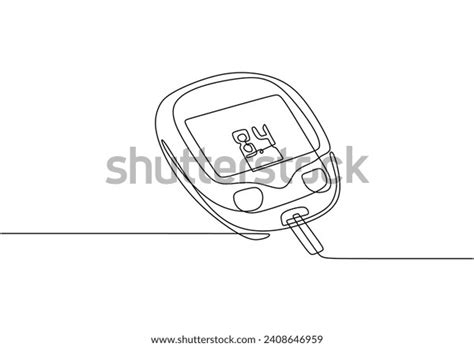 Glucometer One Line Drawing Single Continuous Stock Vector Royalty