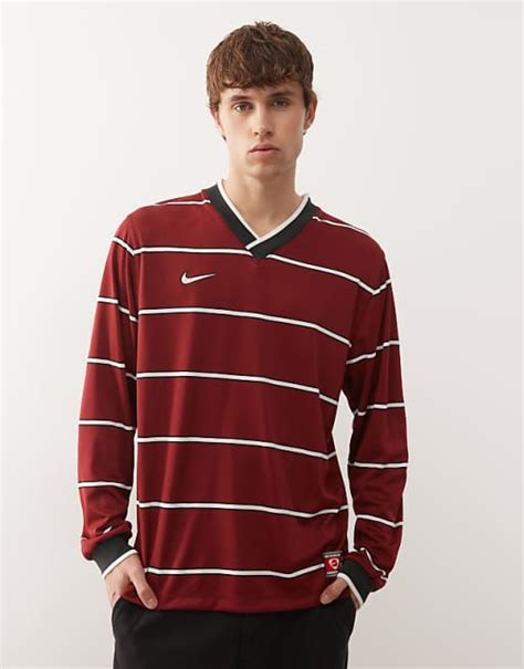 Nike Football Striped Long Sleeve T Shirt In Burgundy Asos