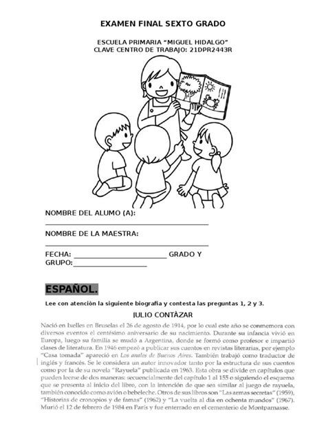 Examen Final Sexto Grado Primaria Pdf