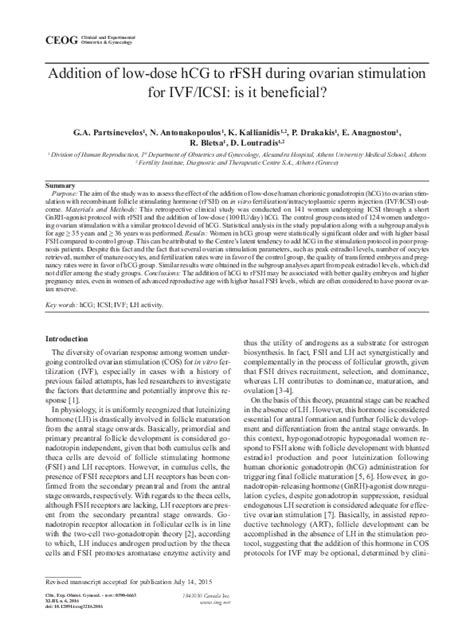 Pdf Addition Of Low Dose Hcg To Rfsh During Ovarian Stimulation For