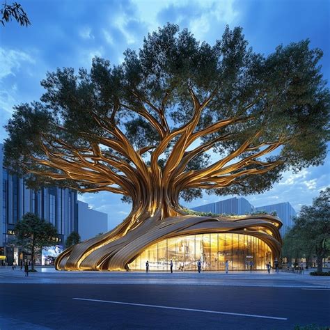 Innovative Architecture Digital Banyan Tree Installation Premium Ai