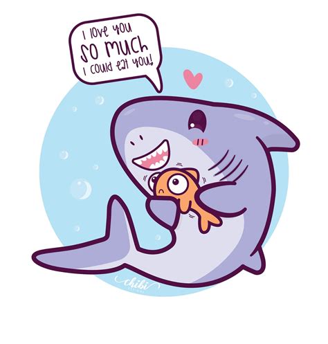 Shark Painting Cute Kawaii Animals Freelance Graphic Design Rawr