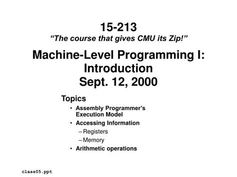 PPT Machine Level Programming I Introduction Sept PowerPoint Presentation ID