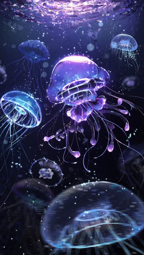 有些生物哪怕在不见光的海底 也能熠熠发光 小白酱milkyu 原创作品 涂鸦王国插画 花瓣网