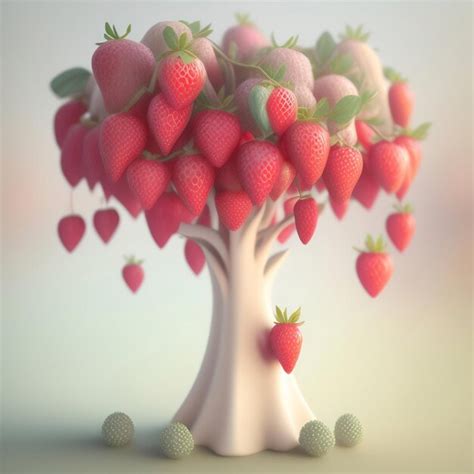 Premium Ai Image Generative Ai Fantasy Strawberry Tree