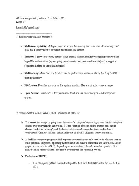 Linux Assignment Questions Pdf Shell Computing Linux