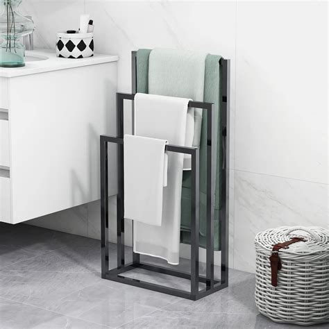 Jelute Porte Serviettes Sur Pied Organisateur En Métal à 3 Niveaux Pour Serviettes De Bain Et à