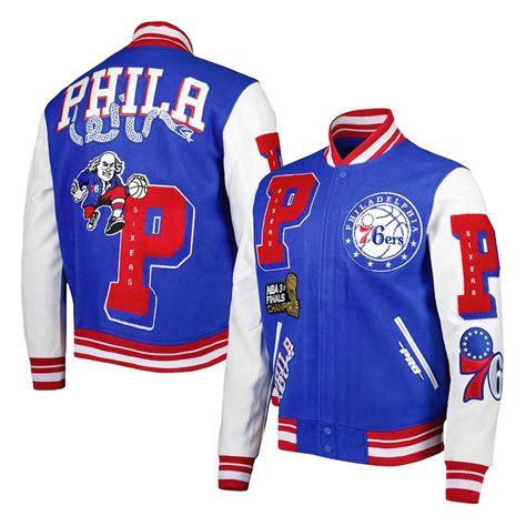 Woolleather Royal Philadelphia 76ers Mash Up Varsity Jacket