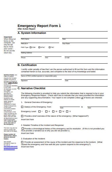 Free 52 Emergency Forms In Pdf Ms Word Xls