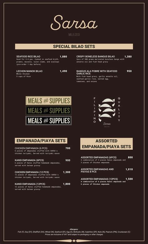 Sarsa Kitchen Bar U P Town Center Menu Clickthecity Food And Drink