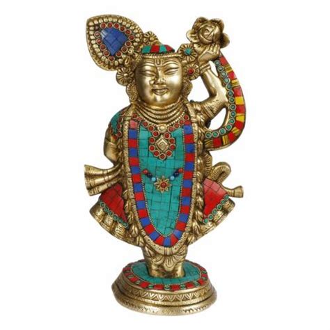 Brass Dwarkadhish Bhagwan Lord Shrinath Ji Krishna Idol Statue Ebay
