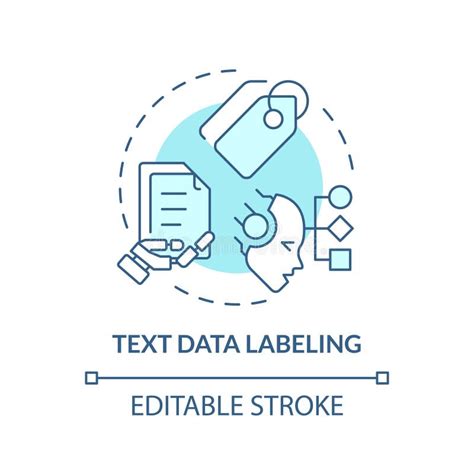 Text Data Labeling Soft Blue Concept Icon Stock Vector Illustration
