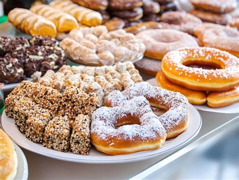 Delicious Assorted Bakery Sweets Pastries Doughnuts Cakes Treats Food