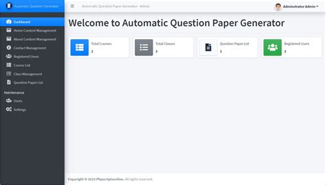 Automatic Question Paper Generator Php Script