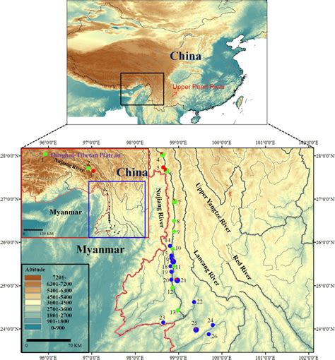 Map Of The Sampling Sites For The Schizothorax Species Complex In The Download Scientific