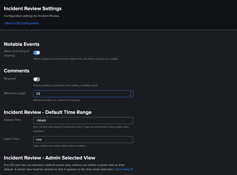 unable to edit incident review settings page splunk