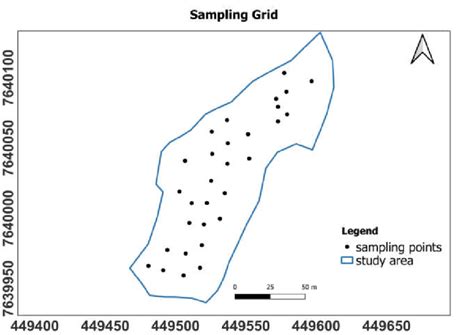 Sampling Grid For The Collection Of 30 Points From The Study
