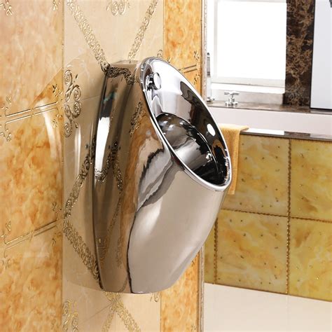 Modern Wall Mounted Silver Urinal Royal Toiletry Global
