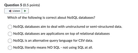Solved Which Of The Following Is Correct About Nosql Chegg